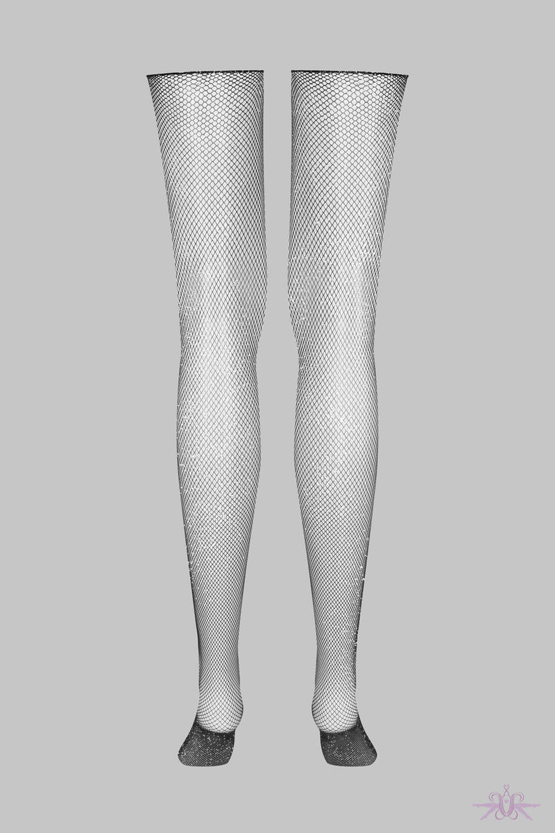 Maison Close Lurex Fishnet Cut and Curled Stockings at The Hosiery Box