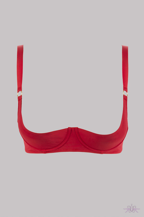 Maison Close Tapage Nocturne Red Quarter Cup Bra at the Hosiery Box Red ...