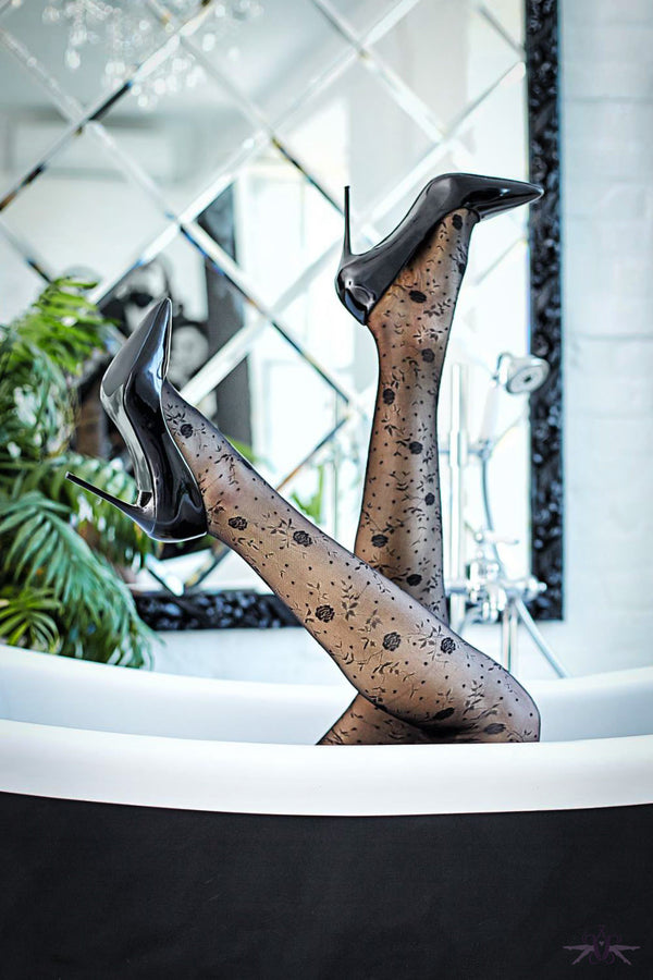 Giulia Flore 20 Sheer Black Hold Ups at the Hosiery Box Sheer Hold Ups ...